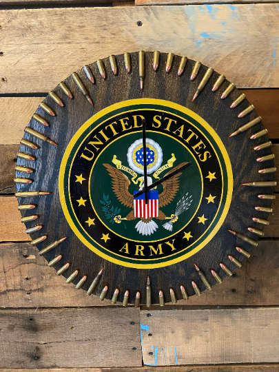 18 inch - Army Bullet Clock // Rustic Clock // Armed Forces Clock // M ...