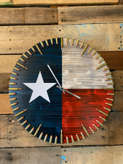 18 inch - Texas Flag Bullet Clock // Rustic Clock // Vintage Flag Cloc ...